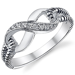 Sterling Silver 925 Infinity Ring with Cubic Zirconia Size 6
