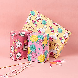 MAYPLUSS Birthday Wrapping Paper Sheet - 12 Folded Flat - Colorful Birthday Text - 19.7 inch X 27.5 inch Per Sheet