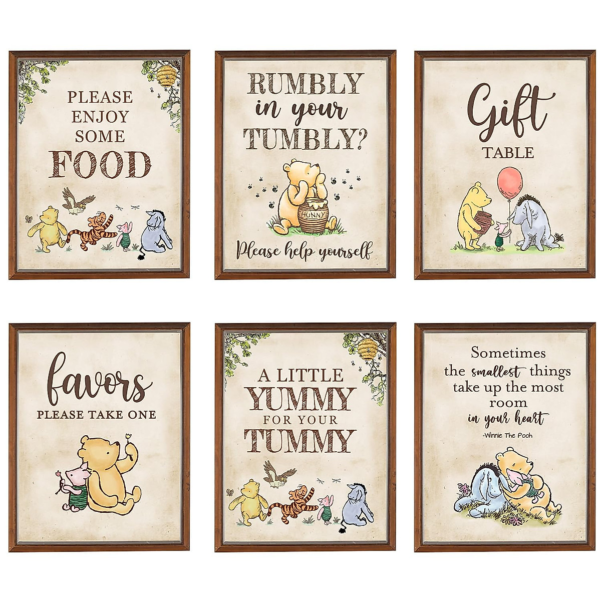 The Pooh Bear Baby Shower Decorations, Table Sign/Gender Reveal/BIrthday Party Table Decorations 6 Pcs