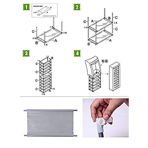ZYSK 10 Tiers Shoe Rack 30 Pairs Shoe Storage with Dustproof Cover Closet Shoe Storage Cabinet Organizer,Non-Woven Fabric Shelf,(Coffee)