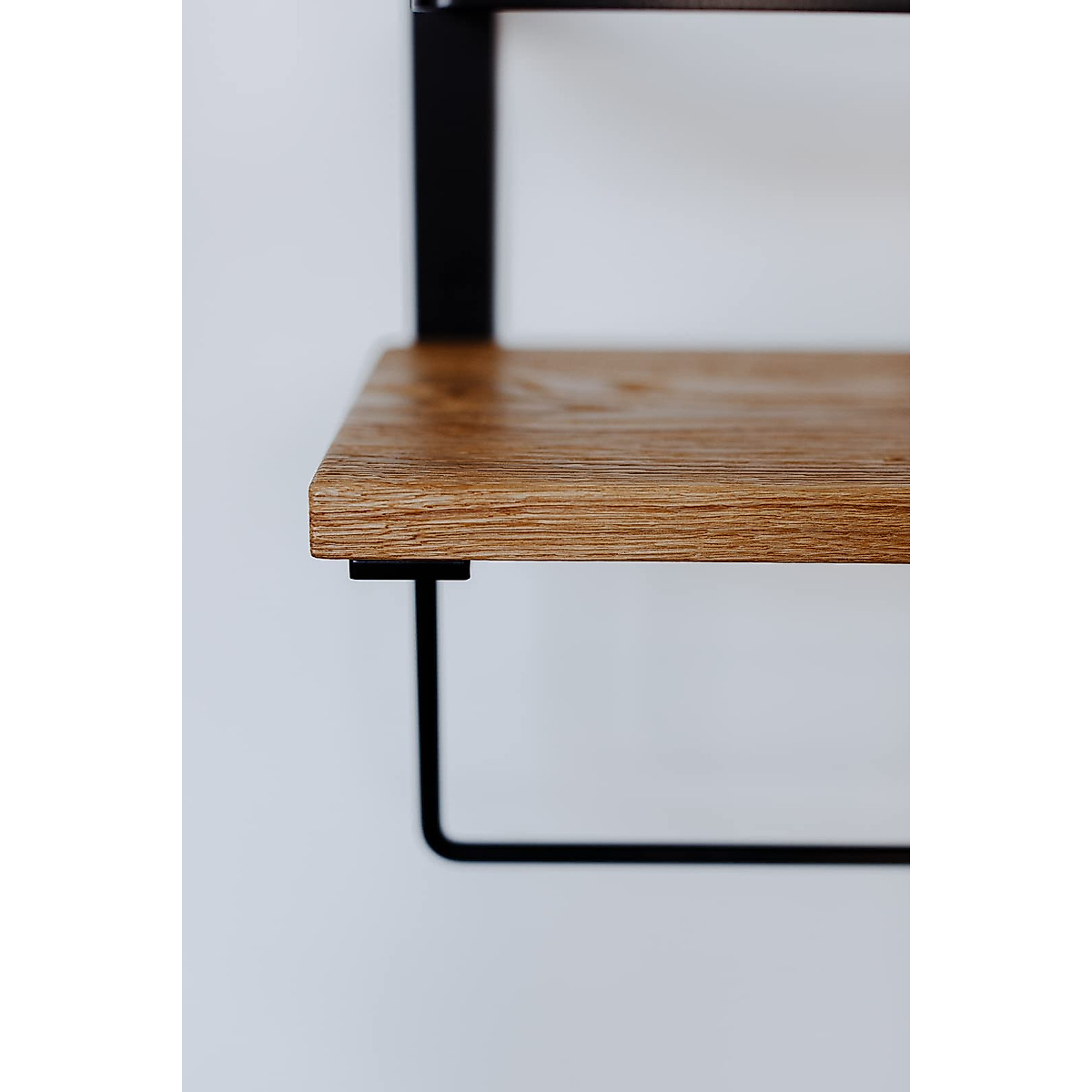 Wood Floating Shelves with Metal Towel Bar, Oak Kitchen Wall Storage Towel Rack, Bathroom Towel Holder, Wall Mounted Steel Towel Rack ETHIMO Bold I