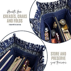 Divitize Premium Insert for Book Tote Organizer Medium, Small Book Tote Organizer Insert, Handmade 2mm Felt Insert, Best Fit Detailed Size, Large Book Tote Bag Organizer (For Large Book Tote, Brown)