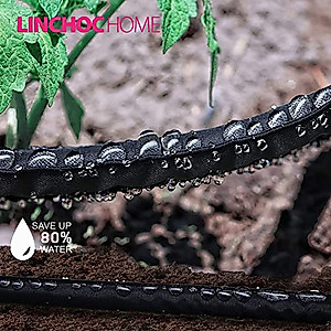 LINCHOC HOME Flat Soaker Hose for Garden beds,1/2" x 50 ft Heavy Duty Double Layer Drip Weeper Hoses