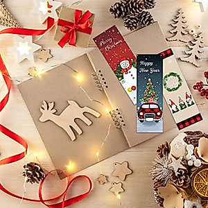 PRIMATCH 36 Pieces Cute Christmas Bookmarks for Women Men Kids Book Lovers, Double-Sided Holiday Bookmark Book Marker with Santa Snowman Design for Girs Boys Students Adult Xmas Gifts
