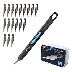 Nova 121PCS Premium Craft & Hobby Knife Set, 1 Precision Knife with 120 SK2 #11 Hobby Blade Refill, Combination of Safety Art Knife and Sharp blades for Leather Art, Scrapbooking, Foam, Clay, Carving.