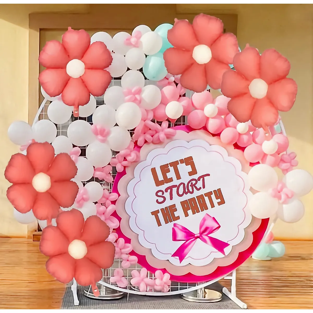 Pink Daisy Balloons Groovy Party Large Flower Balloon Spring Themed Birthday Party Decorations Giant Floral Hippie Party Supplies Foil Mylar Balloons for Baby Shower Wedding 5 Pcs