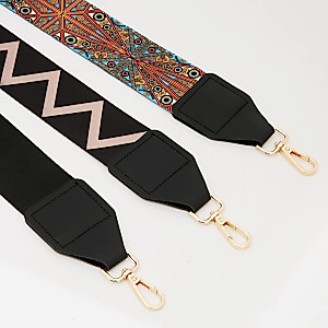 LAORENTOU Wide Purse Strap Adjustable Strap Replacement Canvas Crossbody Handbag Shoulder Bag Strap Guitar Style for Women (01 Black)