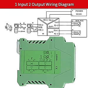 DC Conditioner, DC 24V DC Current Isolator Transmitter 4-20mA PLC Detect Conditioner(1 in 2 Out, 4-20mA to 4-20mA)