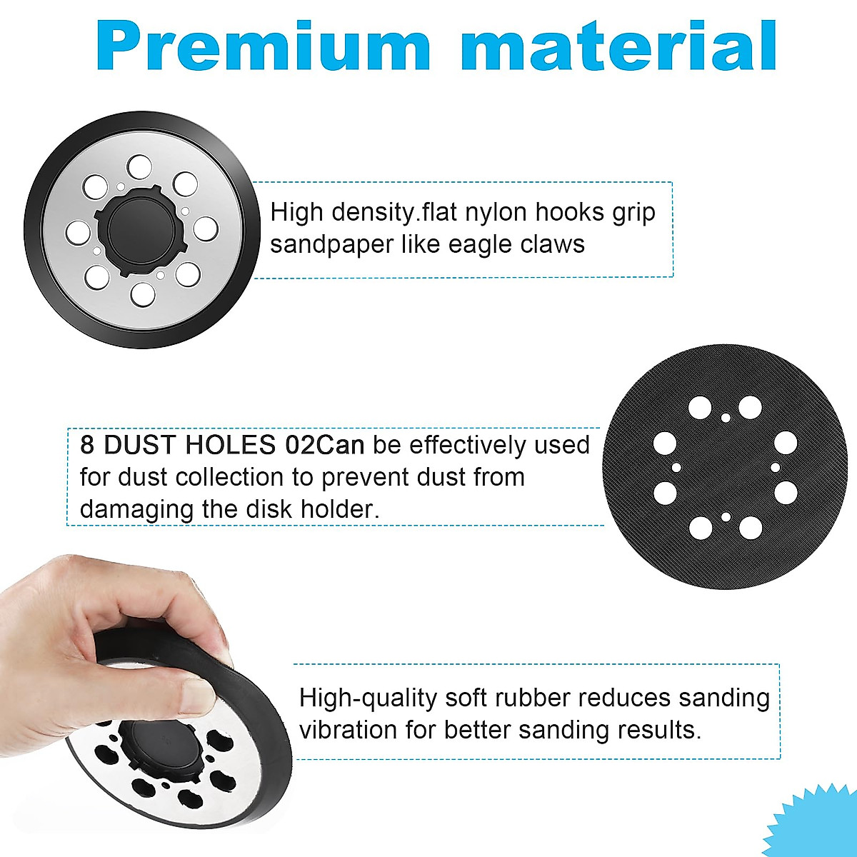 4pcs ATQYZLM Premium Metal Backed Orbital Sander Replacement Pad for DeWalt DWE6421 6421K DWE6423 6423K DCW210B，Upgrade 5 inch 8 Hole Hook Sander Pad for DeWalt DWE64233 N329079 and Easy to Install