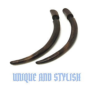 Natural Wooden Stud Tribal Earrings Fake plug gauge taper Boho gothic jewelry