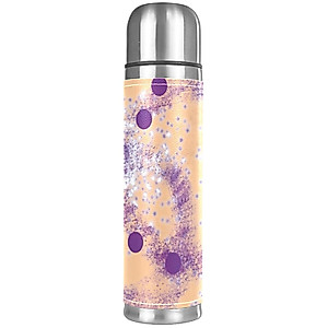 Stainless Steel Leather Vacuum Insulated Mug Dream Thermos Water Bottle for Hot and Cold Drinks Kids Adults 16 Oz