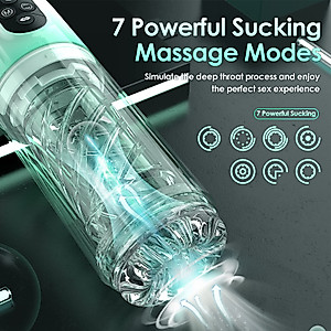 Automatic Male Masturbator - Penis Pump Adult Toys Male Sex Toys for Men Pocket Pussy Stroker with 4 Pump & 7 Rotating & 7 Licking & 7 Sucking Masturbators