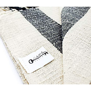 AuldHome Design Boho Farmhouse Throw, Black and Off White 50 x 60 Inch Striped Blanket