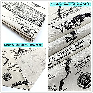 LOONELO World Map Cotton Linen Tablecloth,Antique Map Printed Tablecloth,Washable Retro Style Rectangle Table Cover for Dinner,Party,Picnic,Home Decor (55.1X98.4 inch)