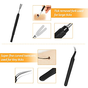 starfa lab Premium Tick Remover Tool Kit, Stainless Steel Tick Remover and Tweezers with Storage Pouch, Perfect Tick Remover for Dogs Cats or Humans (Black)