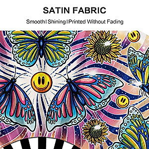 Raveahem UV Glow Rave Fan, Bamboo Folding Clack Hand Fan for Men Women (Butterfly, Large 13")