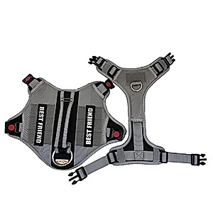 Albcorp Tactical Working Dog Vest Harness - No-Pull Service Dog Jacket with Reflective Hook & Loop Patches - Padded Handle, Front/Side Buckles with Quick Release Buttons, Adjustable Straps - Black, XL