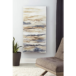 Signature Design by Ashley Joely Abstract Wall Art, 60 x 30 Inches, Blue & Tan