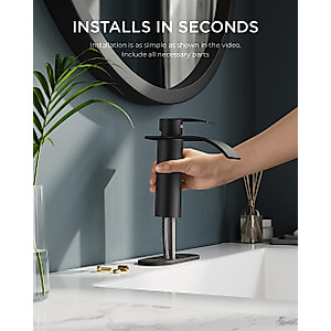 FORIOUS Matte Black Bathroom Faucet, Waterfall Bathroom Sink Faucet for 1 Hole or 3 Holes, Single Handle Vanity Faucet with Metal Pop up Drain, Stainless Steel Basin Sink Faucet Tap for RV Lavatory