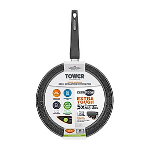 Tower Cerastone Forged Aluminium Frying Pan with Easy Clean Non-Stick Ceramic Coating, 28 cm, Graphite