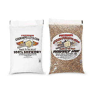 CookinPellets 40 Lb Perfect Mix Hickory, Cherry, Hard Maple, Apple Wood Pellets Bundle with CookinPellets Premium Hickory Grill Smoker Smoking Wood Pellets, 40 Pound Bag