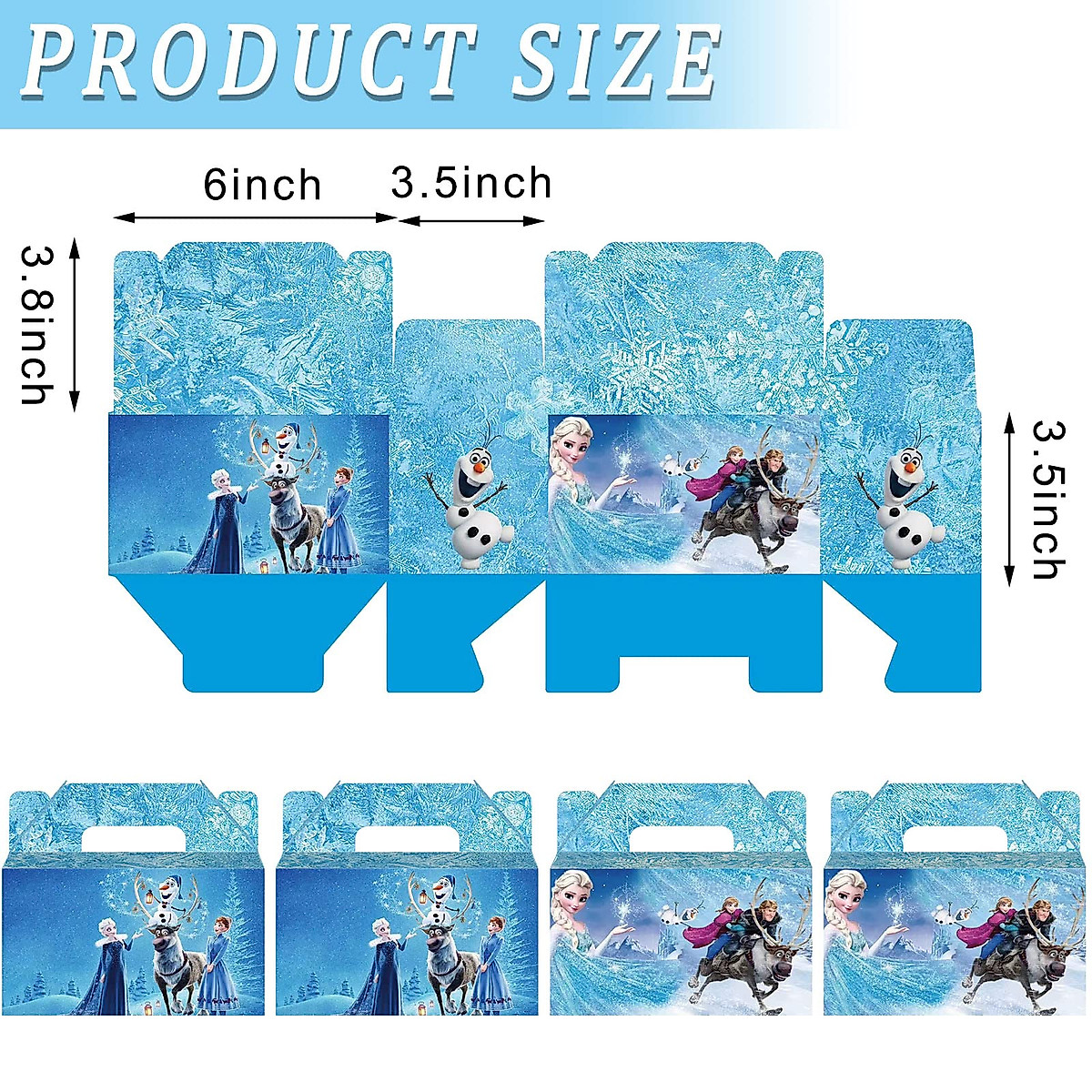 16 PCS Frozen Party Favor Boxes, Frozen Theme Candy Cookies Party Gift Boxes Cardboard Gable Boxes for Kids Fans Birthday Party Supplies Baby Shower Party Decoration