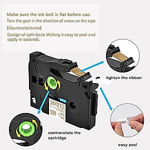 GREENCYCLE Compatible for Brother P-Touch TZe-M34 TZ-M34 12mm 0.47 Inch 1/2" Gold on Matte Clear Laminated AZE Label Tape for PTD210 D200 D400AD D600 PT-H100 PTH110 PT1290 PT-1230PC PTP700BT, 1 Pack