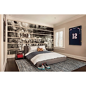 IHEIPYE Jersey Display Frame Case Lockable, Large Sport Jersey Shadow Box with 98% UV Protection Acrylic and Hanger for Baseball Basketball Football Soccer Hockey Shirt and Uniform,Black