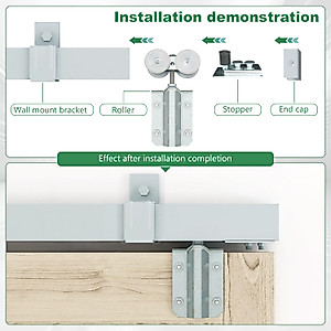 DIYHD 12FT Galvanized Steel Exterior Double Sliding Barn Door Hardware,Heavy Duty Wall Mount Box Track Kit for Outdoor Use,MAX Load 300lbs,Kit to Hang 2 Doors(Fit 36" X 2 Door)