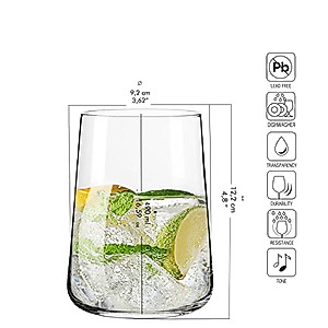 Krosno Water Glasses | Set of 6 | 16.6 fl oz | Water Drinks Juices | Infinity Collection | Elegant design | Lead-free Glass | Home Restaurants Parties | Dishwasher safe | Gift Idea | Made in EU