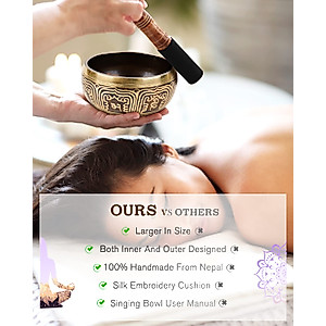 Hihealer Tibetan Singing Bowls, Meditation Sound Bowls Handcrafted in Nepal for Yoga, Chakra Healing, Mindfulness Self Care Spiritual Gifts for Women and Men (4" tree-of-life)