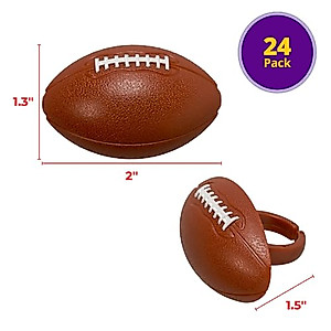 DECOPAC 3D Football Rings, Cupcake Decorations, Food Safe Cake Toppers – 24 Pack, Multicolor