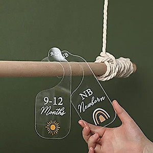 AYFFDIYI Baby Clothes Dividers,7PCS Acrylic Closet dividers Hanger separators,Baby Clothes dividers for Closet from Newborn to 24 Months,Clothes Hanging Organizers