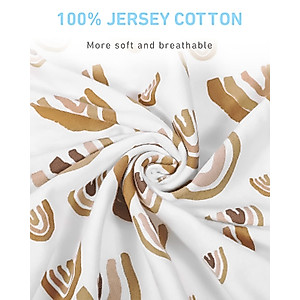 Babebay Pack N Play Sheets Fitted for Pack and Play Mattress and Mini Cribs, Jersey Knit Cotton for Natural Comfort Fitted for Baby Boys and Girls, Soft and Safe, 2 Pack (Rainbow and Sun)