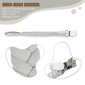 Pacifier Clip for Boys and Girls Binky Holder Pacifier Holder Leash Smoother Clip Handmade Braided Fits All Pacifiers -Modern Unisex Baby Birthdays Gift（5 Pack）