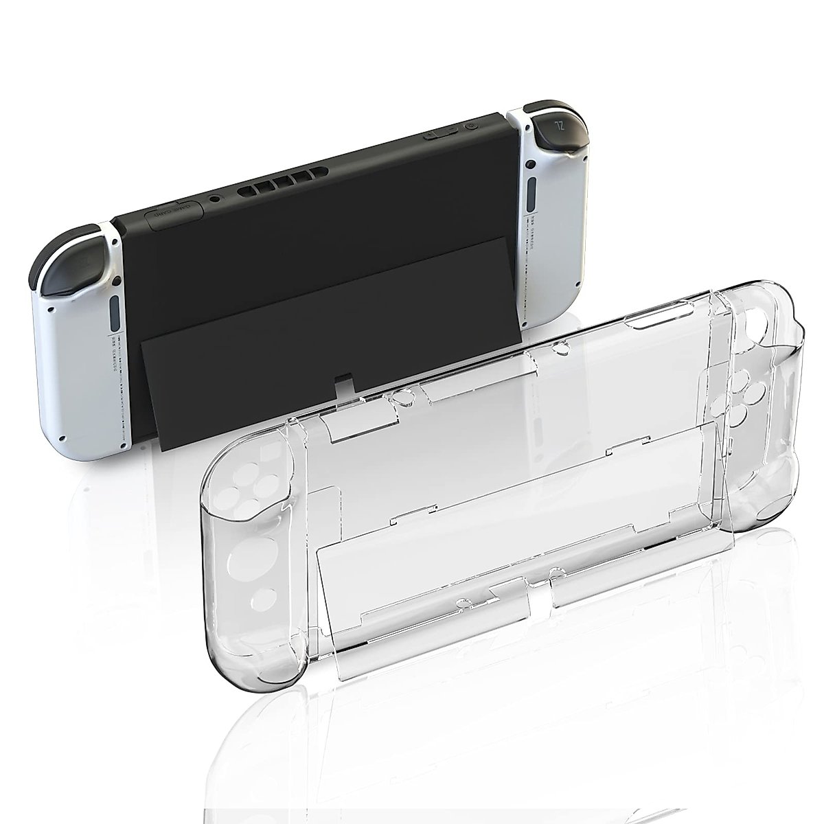 Switch OLED Protective Case, Switch OLED Hard Shell Case with Tempered Glass Screen Protector and 4 Thumb Grips