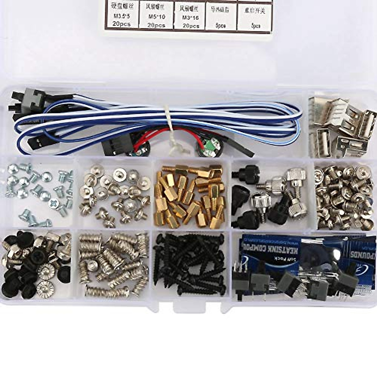 189PCS Computer Standoffs Screws Assortment Kit,DIY Motherboard Hard Disk Screws,Computer Repairing Accessories,with Case