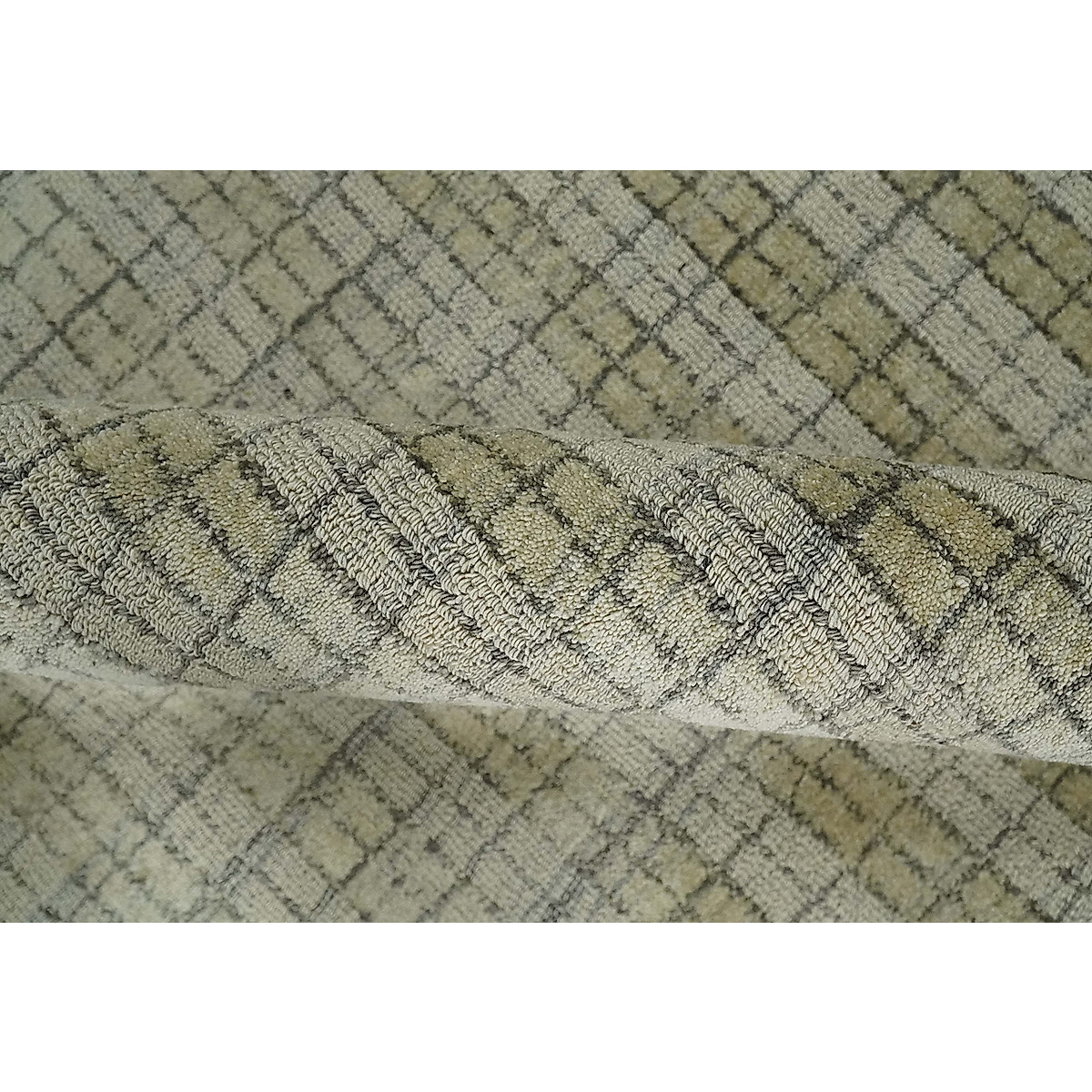 Artisan's Arc Checkered Scandinavian Hand Made Blended Wool Flatwoven Area Rug, Camel, Beige and Gray, 8x10 | KE16810