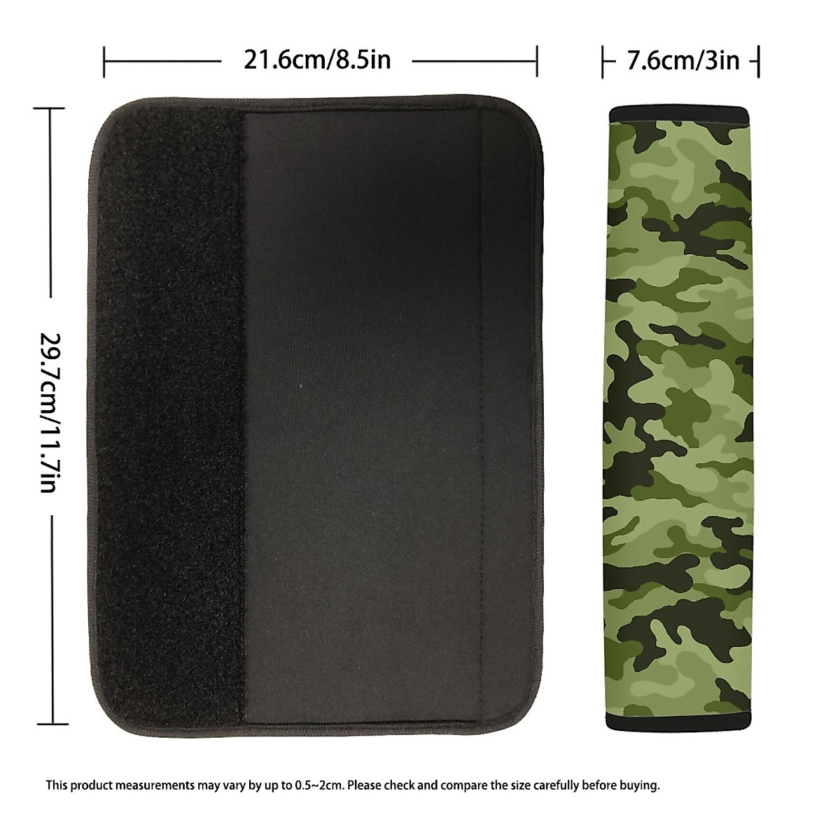 AFPANQZ Camouflage Automotive Seat Belt Covers Pads 2 Piece for Adults Kids Youth Car Accessories Safety Seatbelt Cushion Pillow Universal Fit Bag Shoulder Straps Pads Dark Green