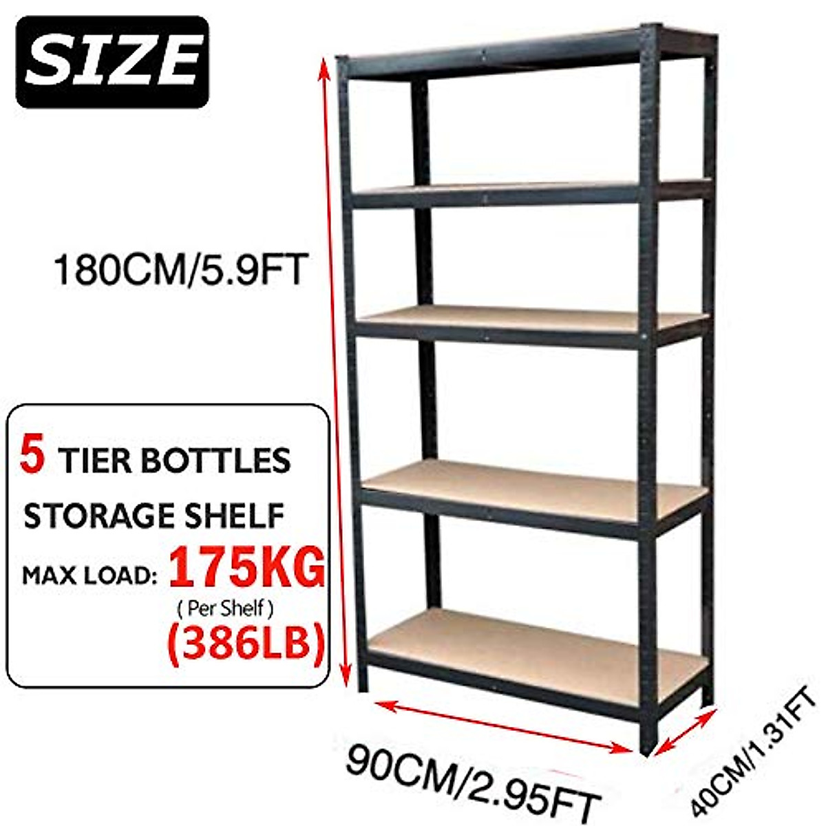 Autofather Heavy Duty Storage Rack, 5-Tier Metal Storage Shelving Unit w/Adjustable Shelves Steel for Garage, 35" W x 16" D x 70" H