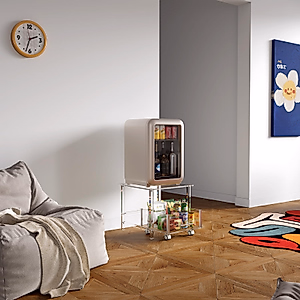 Aquiver Acrylic Mini Fridge Stand with Storage Basket - Mini Fridge Table Small Beverage Refrigerator Stand, with 4 Lockable Wheels, 19.7'' L x 19.7'' W x 16.9'' H, Clear