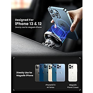 eSamcore for Magsafe Car Mount, Car Cell Phone Holder Retractable Car Magnetic Phone Mount for Dashboard/Vent/Windshield, Car Mount Magnet for iPhone 12/13/ 14 Pro Max and Magsafe Case