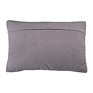 Main + Mesa Embroidered Cotton Geometric Lumbar Pillow, Grey