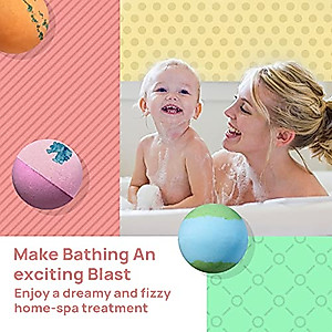 Bath Bombs Gift Set - 6pc XXL Organic Handmade Fizzy Shower Bombs with Essential Oils + Coconut Oil to Moisturize Dry Skin - Relaxing Spa Day for Women, Men, & Kids - Birthday, Anniversary, Bridal