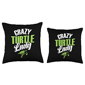 Turtle reptile carapace old Sauropsida Testudines Crazy Turtle Lady Throw Pillow, 16x16, Multicolor