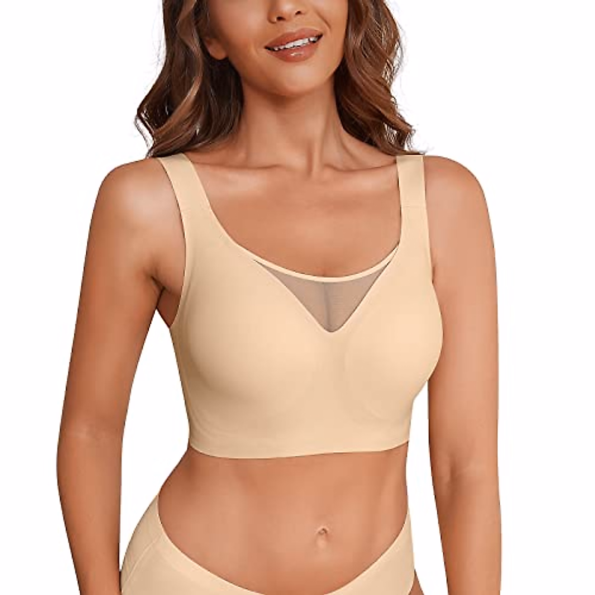 Sports Bras for Women High Support Large Bust Full Coverage Seamless Bras Push Up Bras for Women Comfortable Bras for Women,Nude L