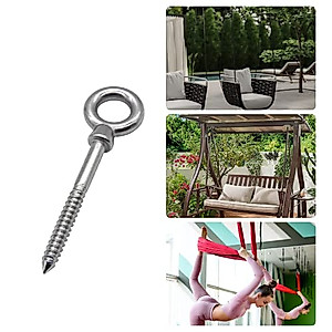 5 Pack 304 Stainless Steel Eye Screws Durable Eye Hooks Screw in Heavy Duty Perfect for Hammock Stand, Yoga, Swing Chair (Load Capacity 650lbs)