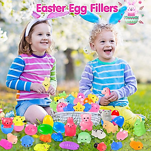 OCATO 40Pcs Mochi Squishys Toys Mini Squishies 2nd Generation Glitter Animal Squishies Party Favors for Kids Adults Stress Relief Toy Treasure Box Prize Classroom Valentine Prizes Easter Egg Fillers