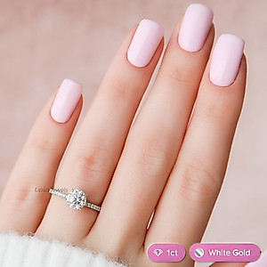 etneyjewels 14K Solid Gold Round Brilliant Cut 1.00Ct Simulated Diamond Engagement Ring Half Eternity Wedding Anniversary classic prong set diamond engagement ring (etneyjewels 14K White Gold, 3)