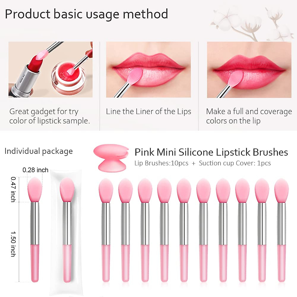 Silicone Lip Brushes 10pcs Makeup Lipstick Brush Wands Applicator Cosmetic Wands Fit Lip Mask Oil